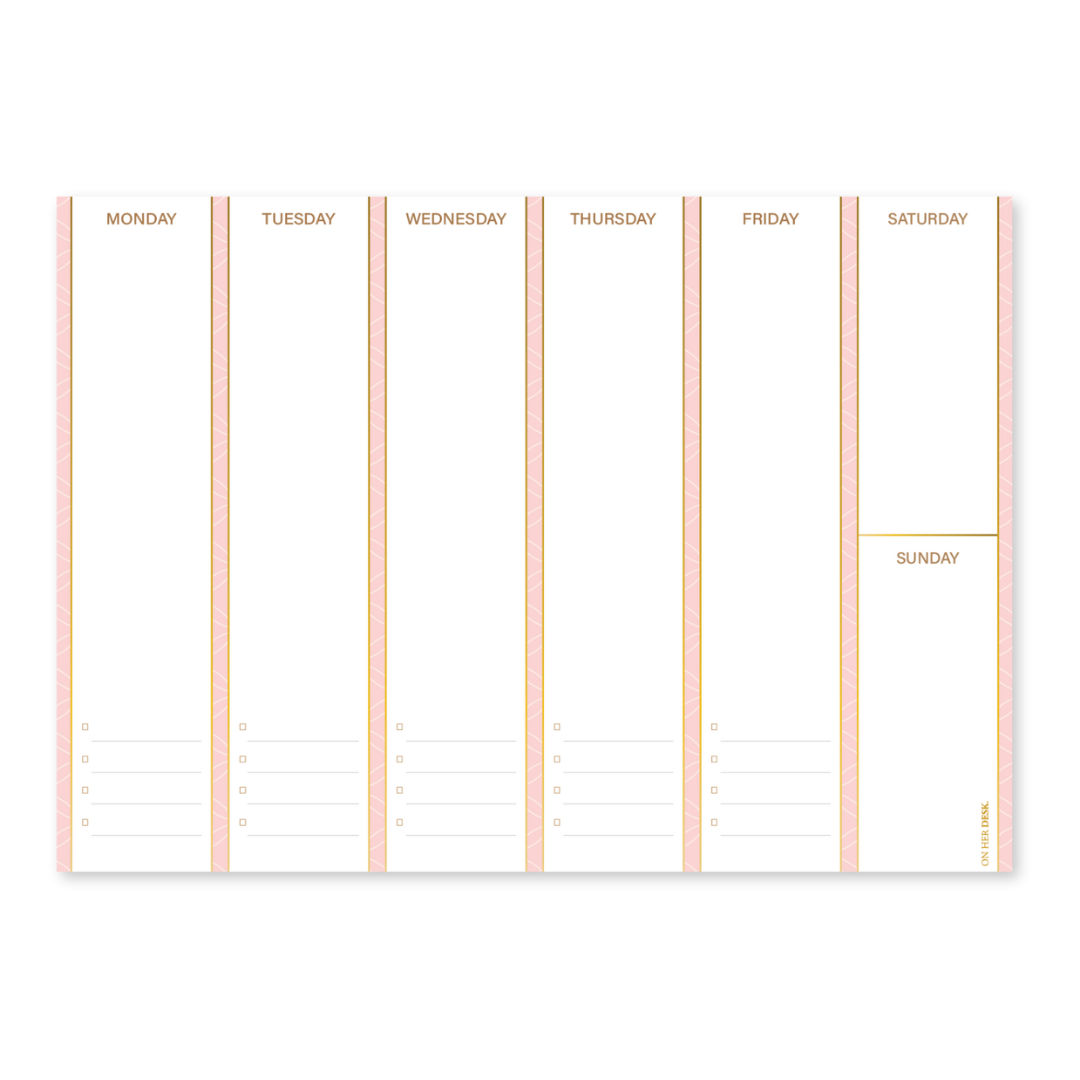 A4 Vertical Weekly Planner Notepad | Gold Foil Design