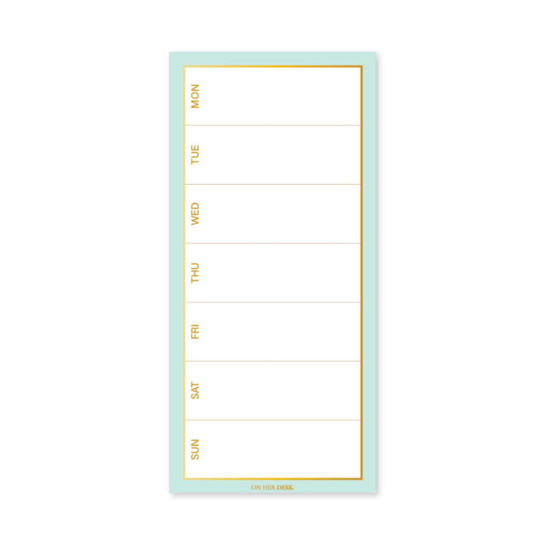 DL Sized Mini Weekly Planner Notepad | Gold Foil Design