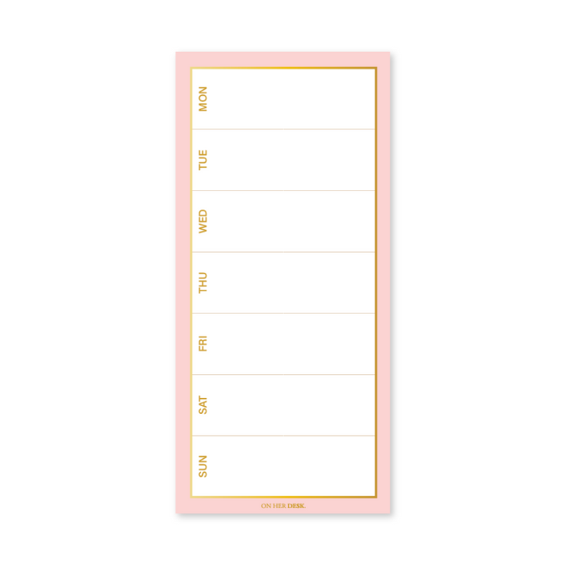 DL Sized Mini Weekly Planner Notepad | Gold Foil Design
