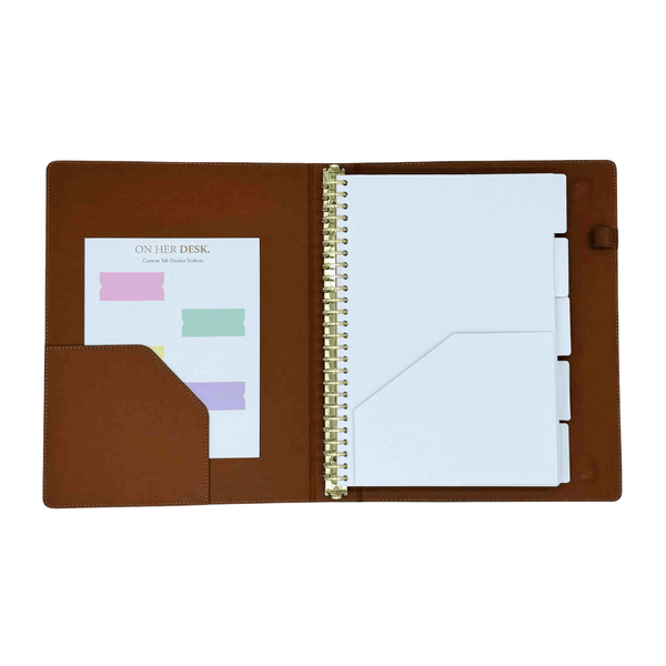 Refillable Leather B5 Binder Notebook (with tab dividers)