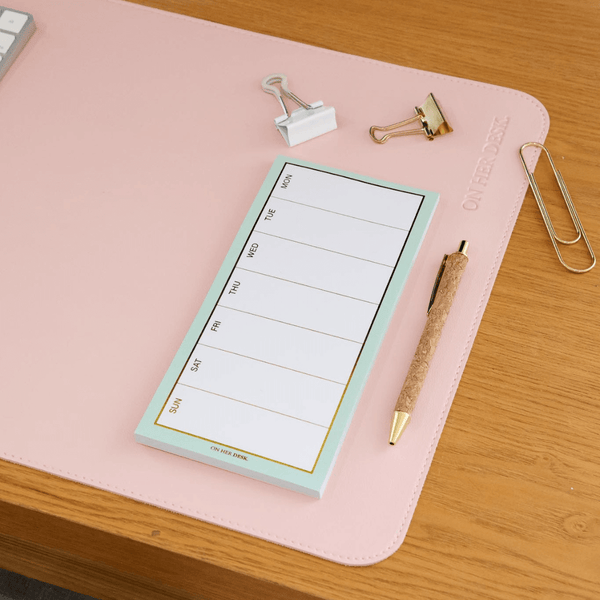 DL Sized Mini Weekly Planner Notepad | Gold Foil Design