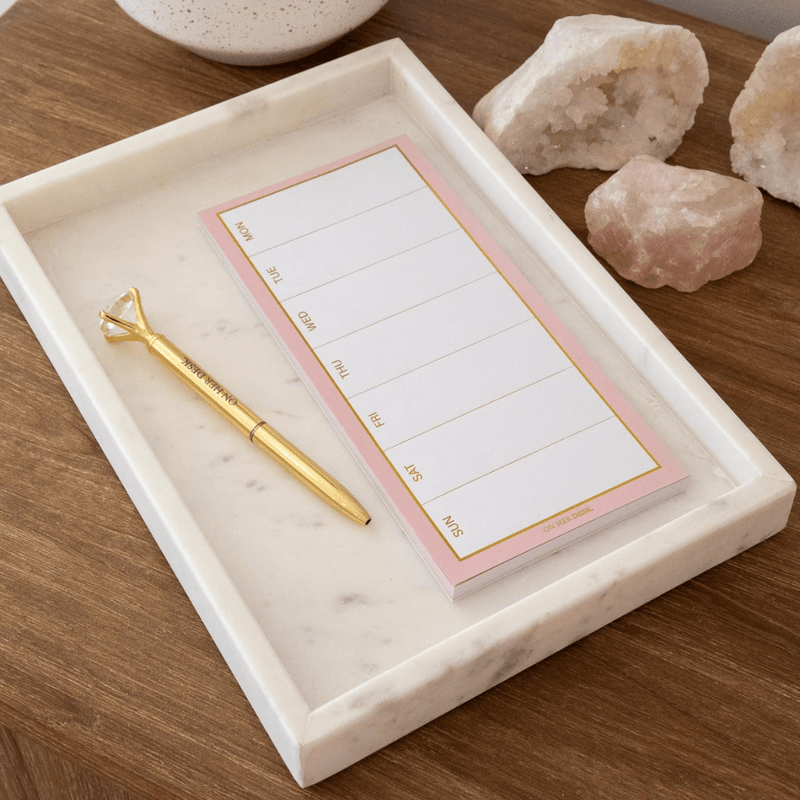 DL Sized Mini Weekly Planner Notepad | Gold Foil Design